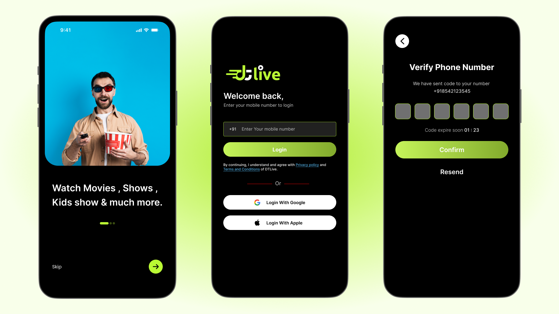DTLive: Movie, TV Show, OTT, Live TV, Streaming Flutter App (Android ...