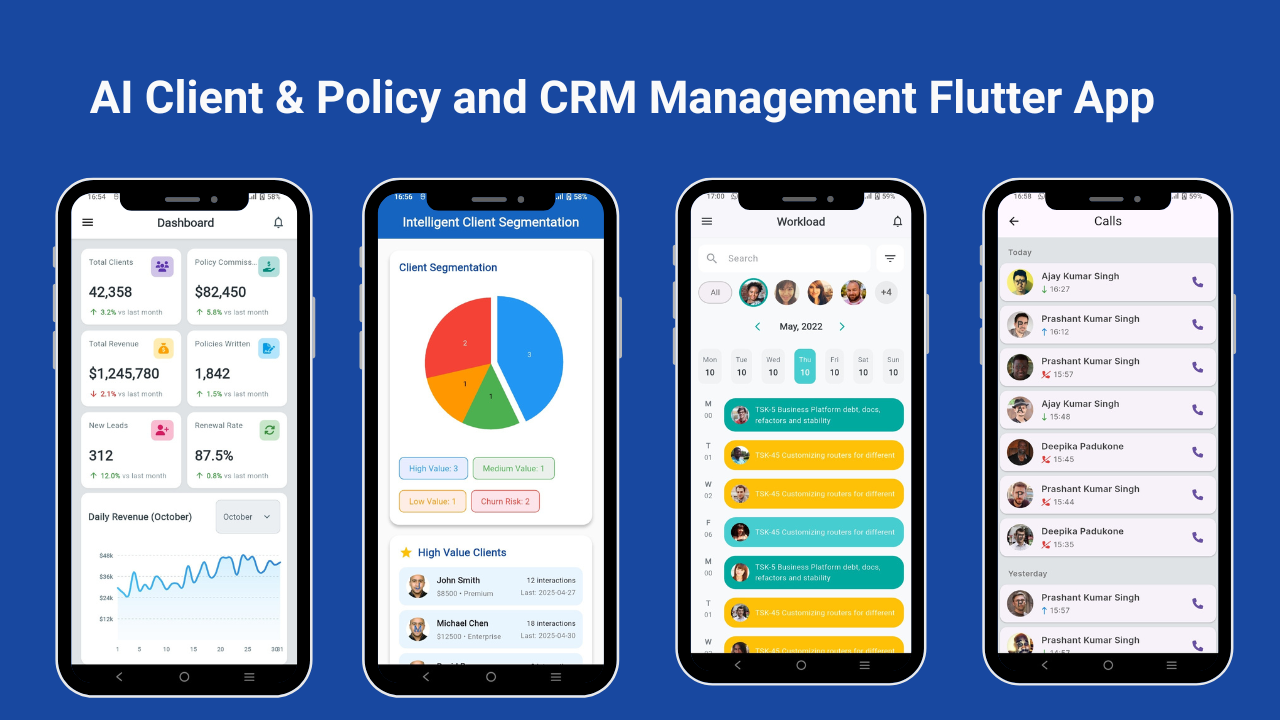 AI-Powered Client & Policy Management App | Flutter CRM Management System by CodentraTech