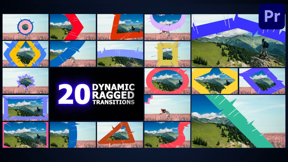 Dynamic Ragged Transitions for Premiere Pro MOGRT, Premiere Pro Templates