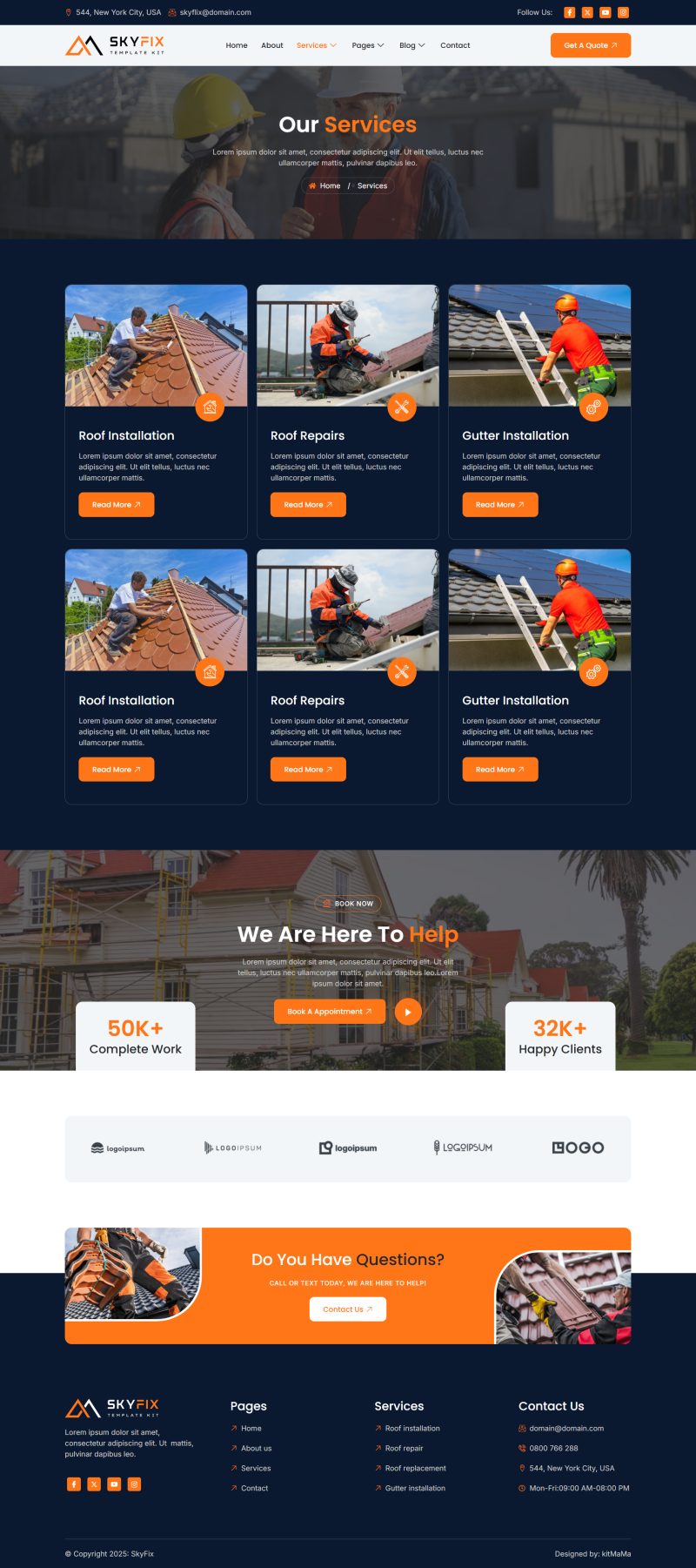 SkyFix - Roofing Services Elementor Template Kit by Alfa_Themes | ThemeForest