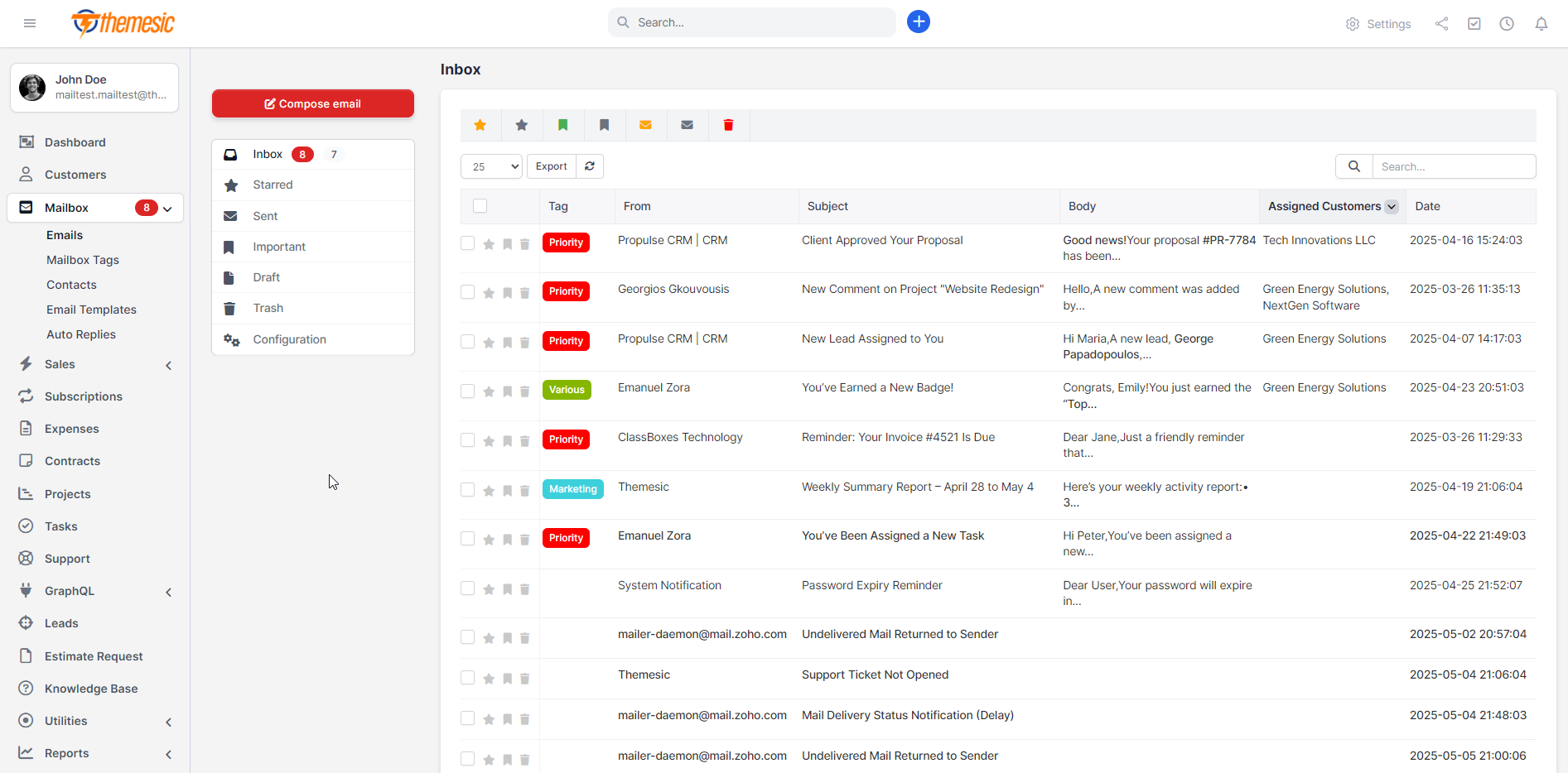 Mailbox - Webmail based e-mail client module for Perfex CRM by themesic