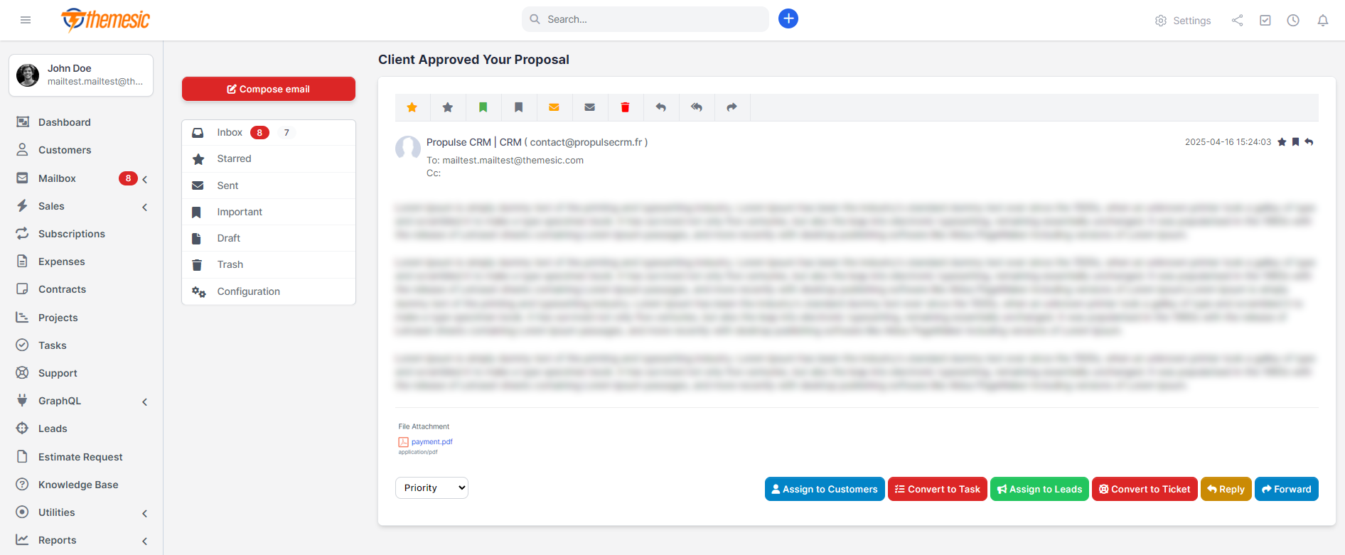 Mailbox - Webmail based e-mail client module for Perfex CRM by themesic
