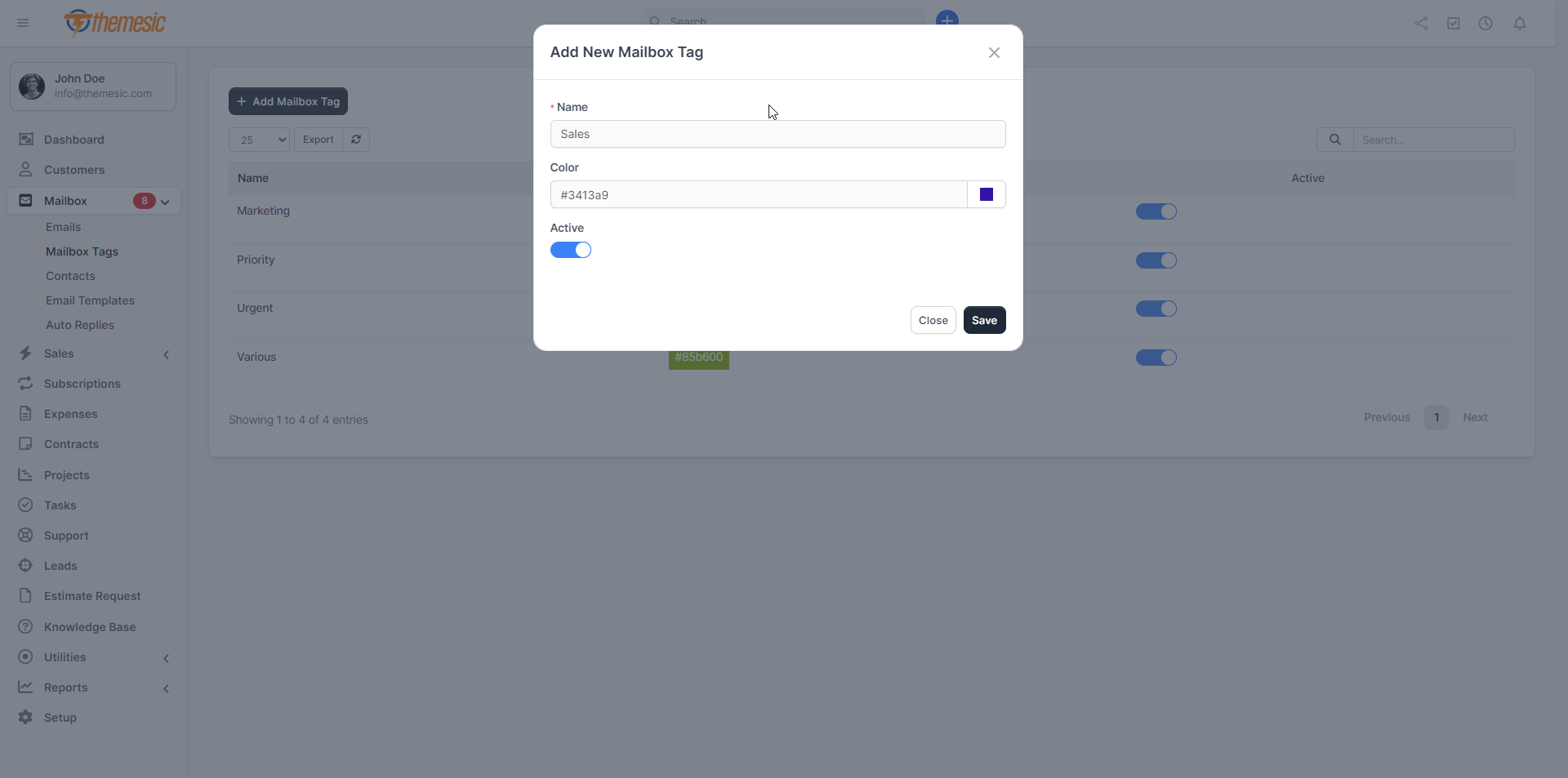 Mailbox - Webmail based e-mail client module for Perfex CRM by themesic
