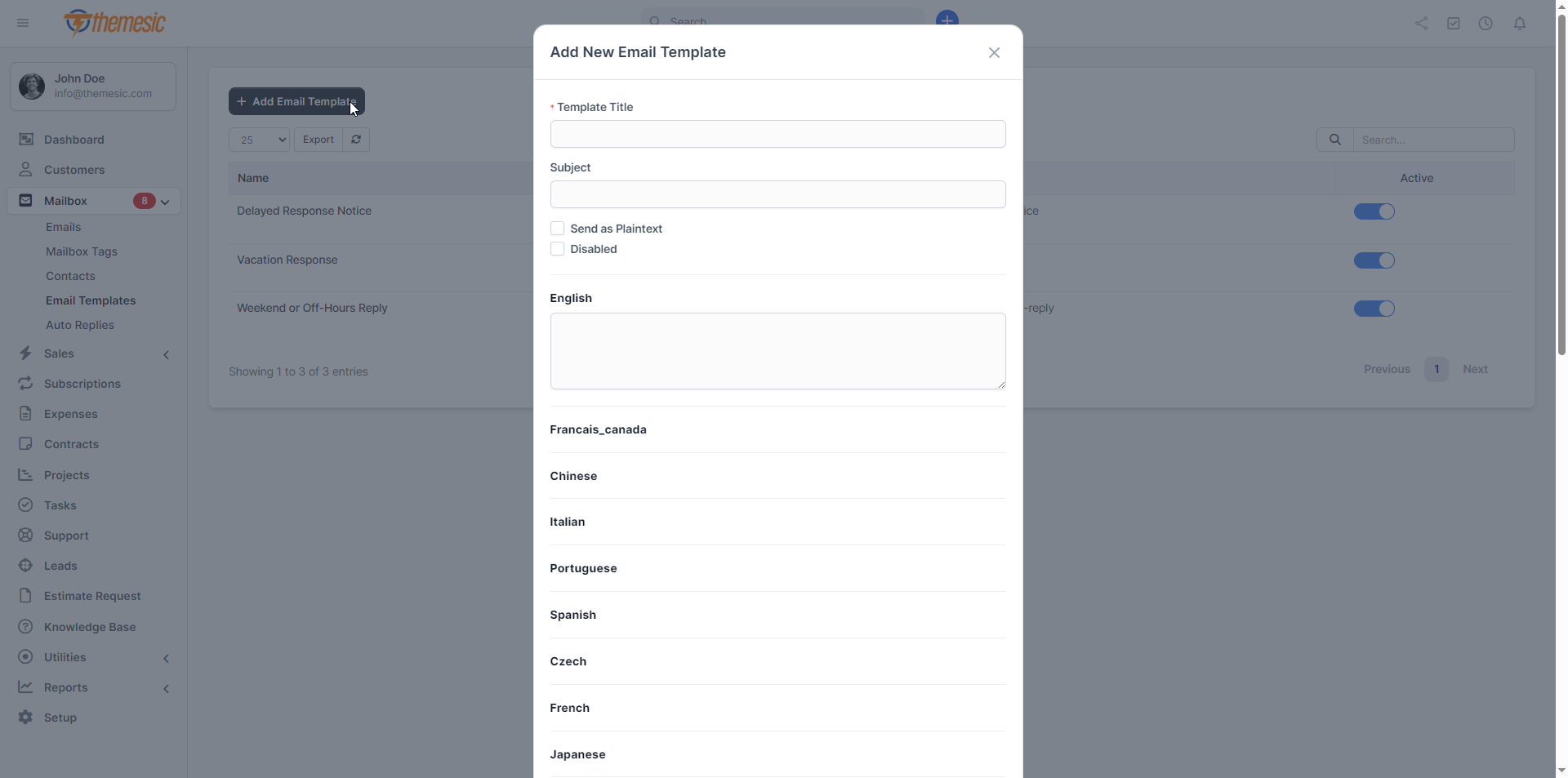 Mailbox - Webmail based e-mail client module for Perfex CRM by themesic