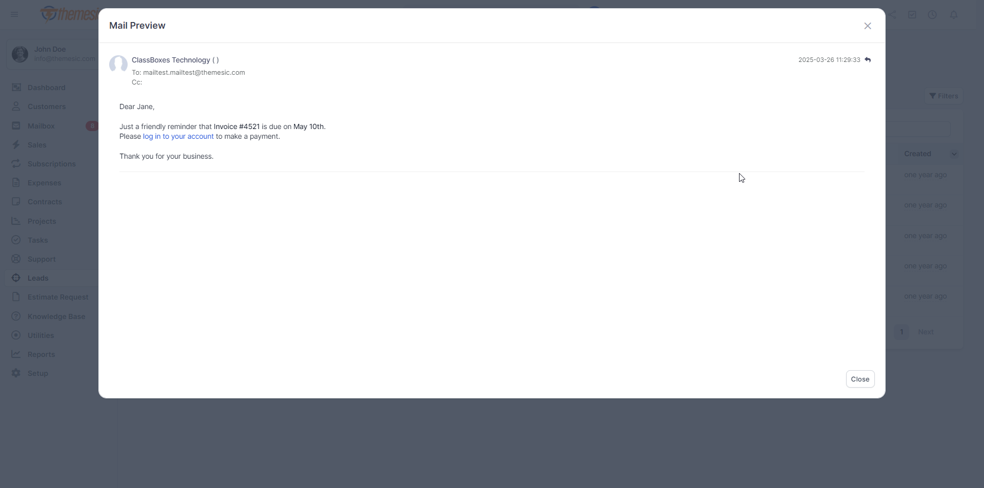Mailbox - Webmail based e-mail client module for Perfex CRM by themesic
