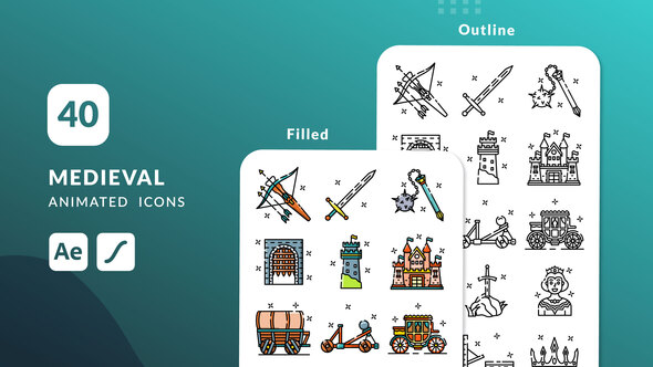 Medieval Animated Icons | After Effects, After Effects Project Files