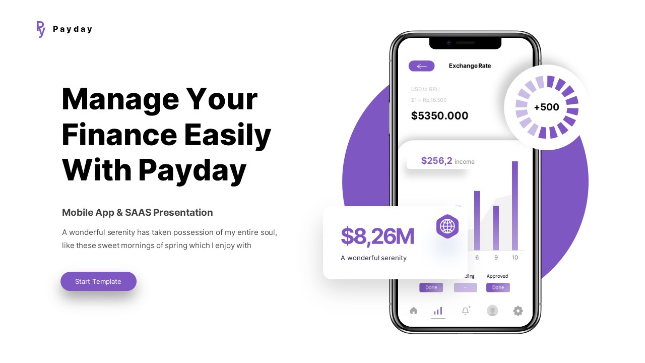Payday - Mobile App & SAAS PowerPoint Template, Presentation Templates