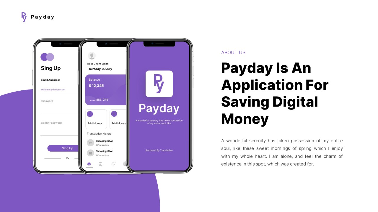 Payday - Mobile App & SAAS PowerPoint Template, Presentation Templates