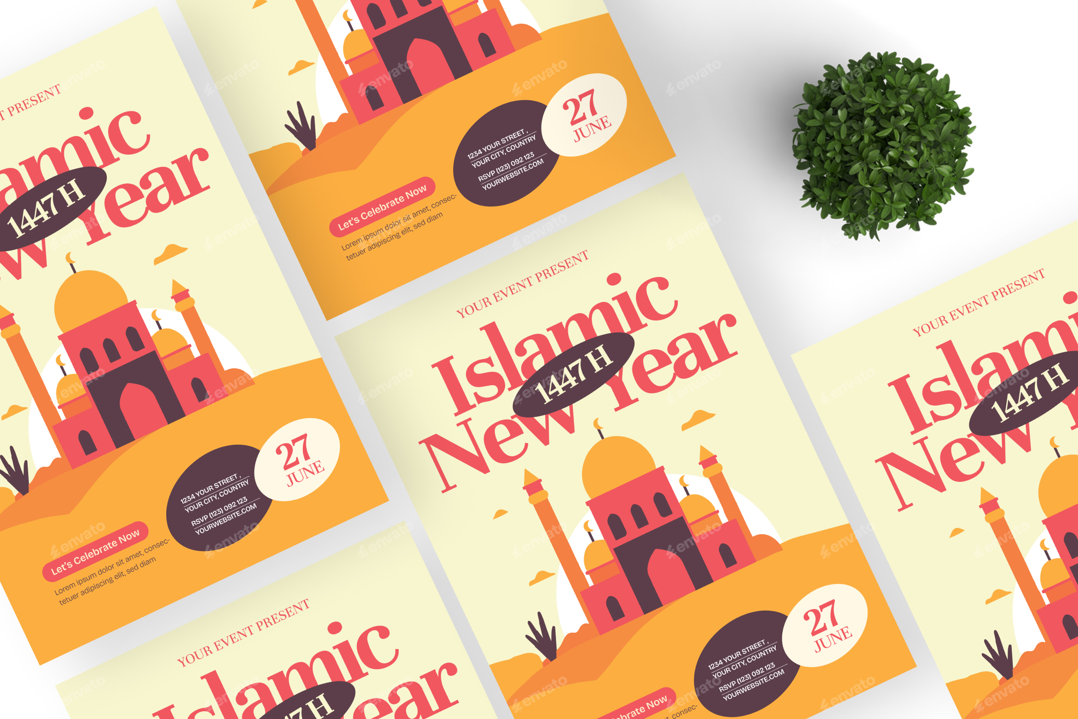 New Year in Mosque - Flyer Set, Print Templates | GraphicRiver