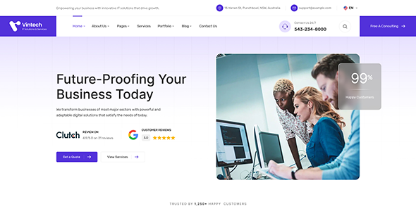 Vintech - Technology & IT Solutions WordPress Theme by Case-Themes