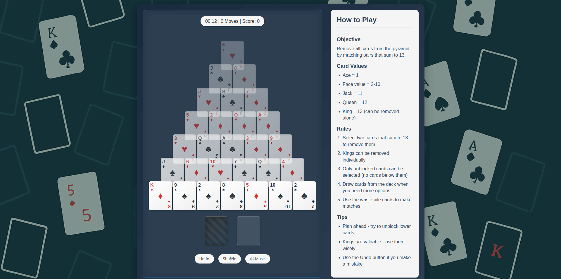 Pyramid Solitaire – Classic HTML5 Card Puzzle Game by techxedo | CodeCanyon