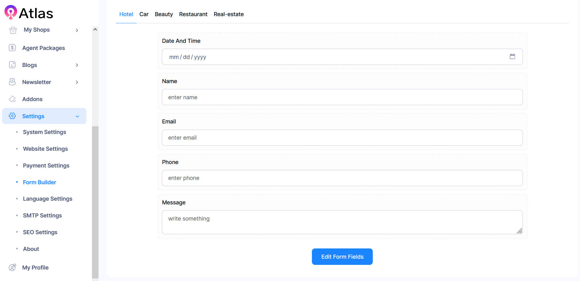 Form Builder Addon - Atlas Laravel Directory Listing by Creativeitem
