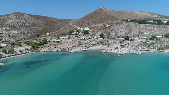 Piperi beach in Naoussa on Paros island in the Cyclades in Greece ...