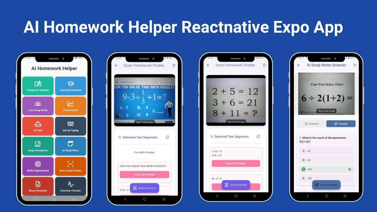 AI Homework Helper React Native Expo App | AI Learning React Native Expo App by CodentraTech