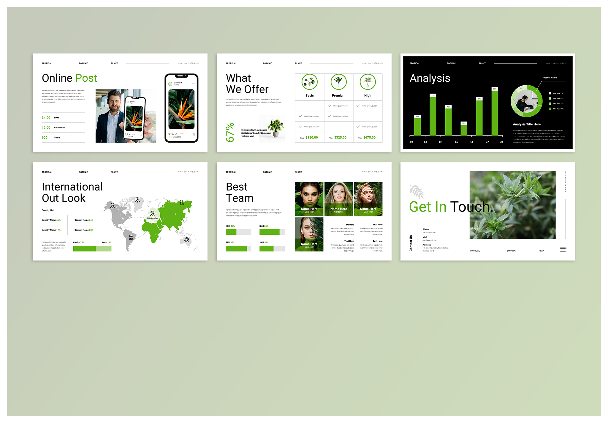 Botanic Portfolio Keynote Presentation Template, Presentation Templates