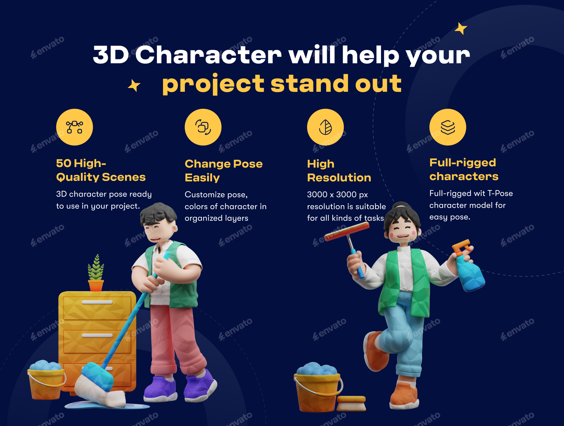 Cleaning Services 3D Character, Graphics | GraphicRiver