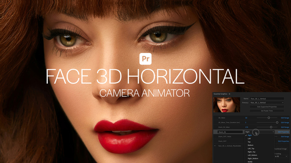 Face 3D Horizontal Camera Animator for Premiere Pro, Premiere Pro Templates