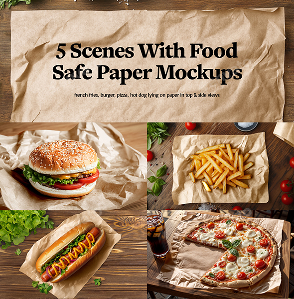 Food Safe Paper Mockups, Graphics | GraphicRiver