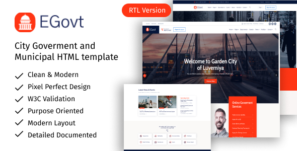 EGovt - City Government & Municipal HTML Template by Arklogics ...