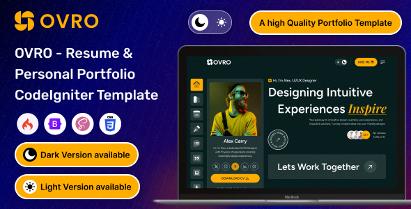 Ovro – Resume & Personal Portfolio CodeIgniter Template by Markeythemes