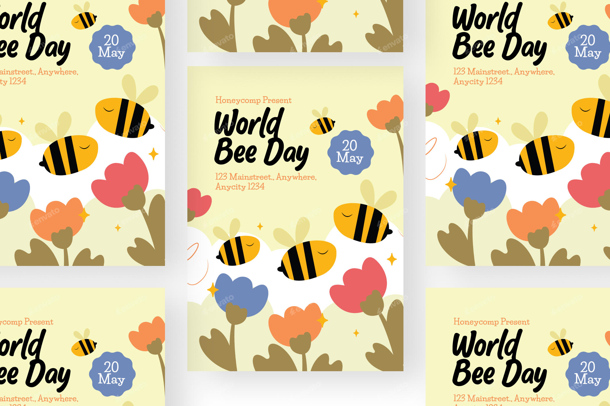 World Bee Day - Poster Set, Print Templates | GraphicRiver