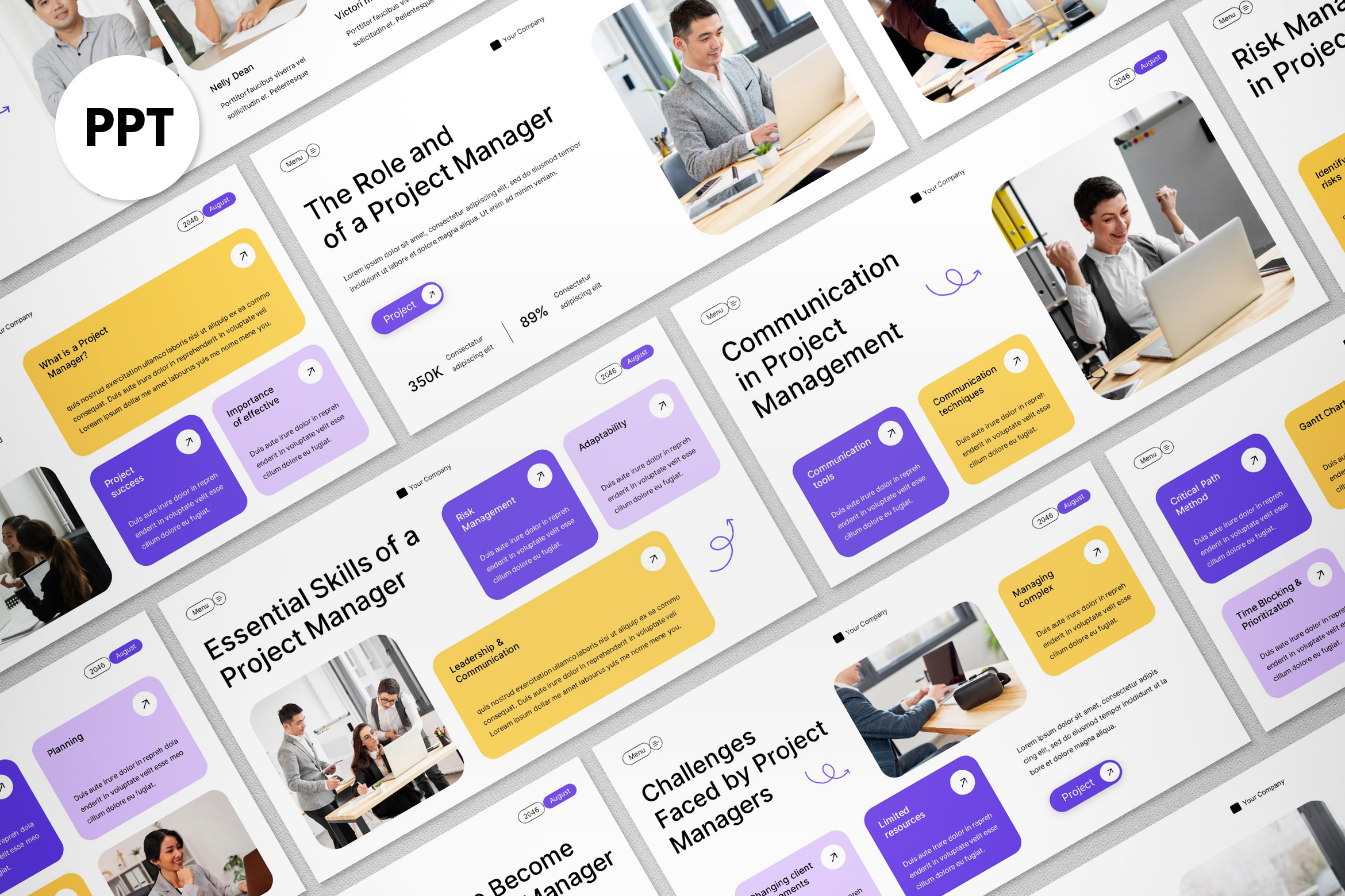 White Purple Modern Project Manager PPT, Presentation Templates ...