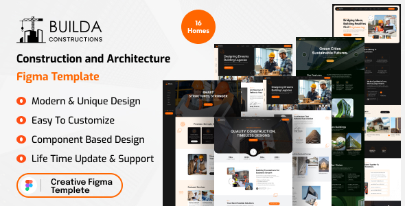 Builda – Construction Services & Architecture Figma Template by themeholy