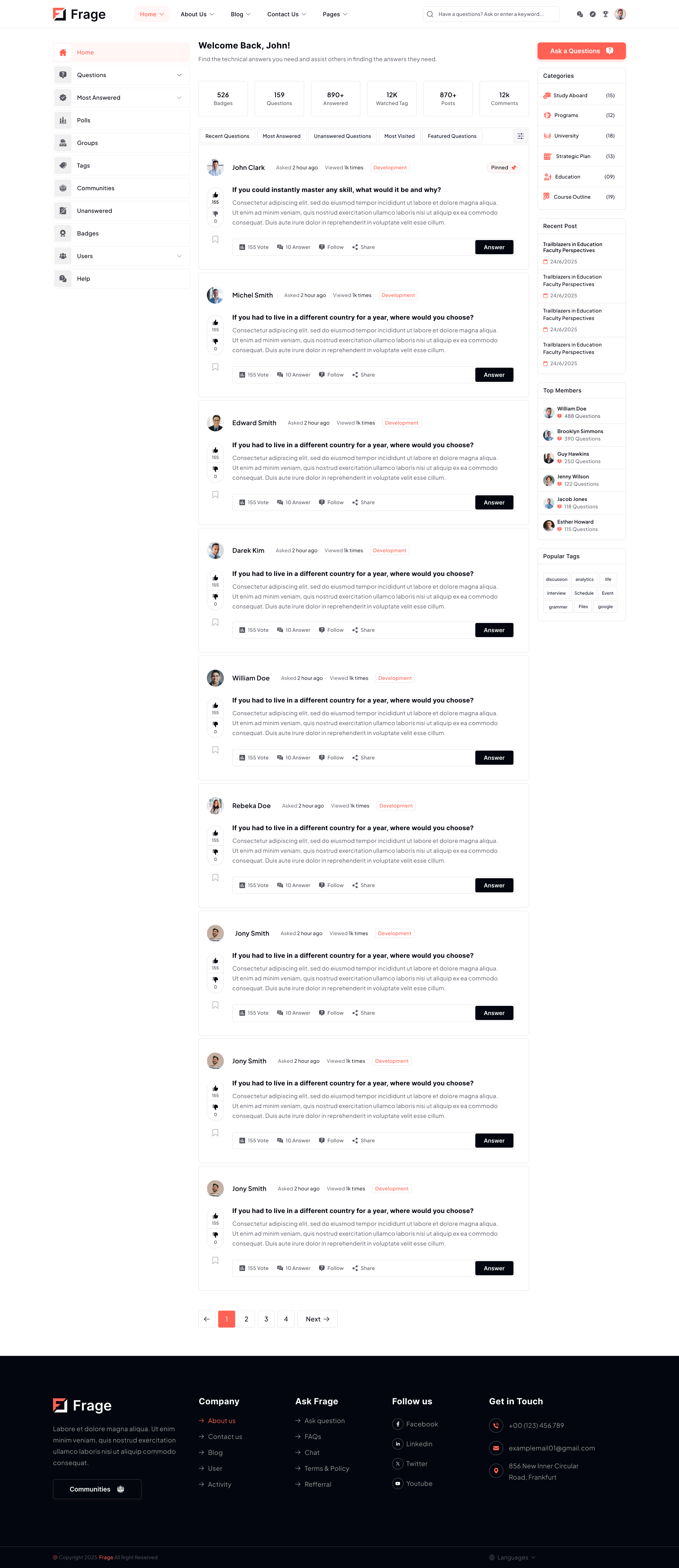 Frage - Social Questions & Answers Figma Template by themeholy ...