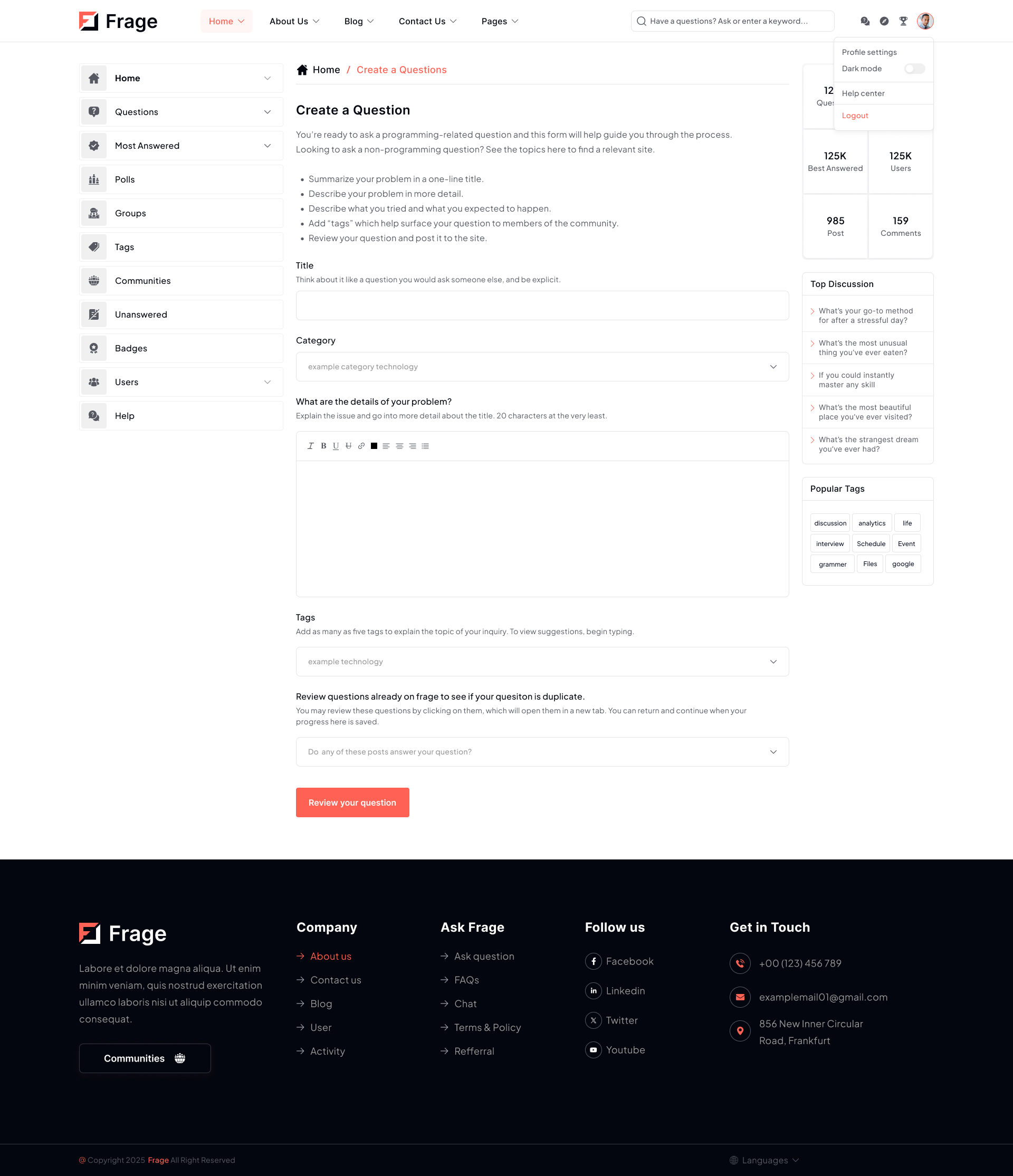 Frage - Social Questions & Answers Figma Template by themeholy ...