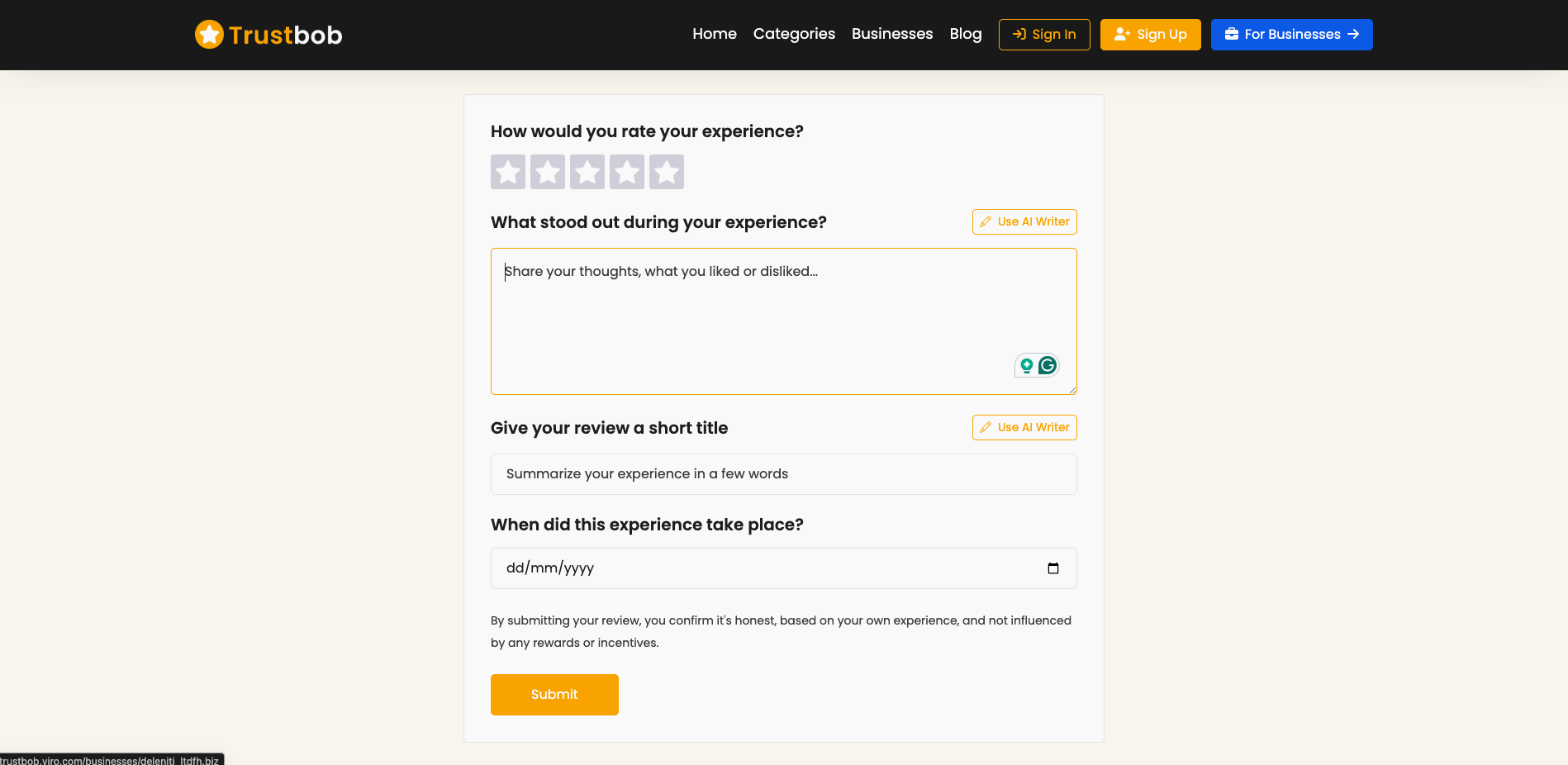AI Review Writer For Trustbob by Vironeer | CodeCanyon