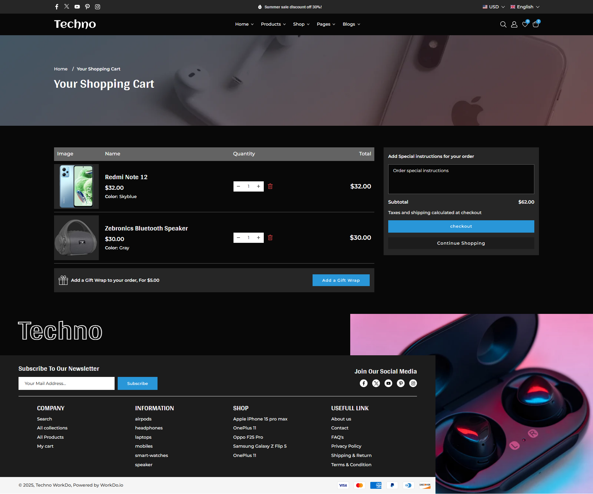 Techno - Electronics & Gadgets Ecommerce Shopify 2.0 Theme by WorkDo