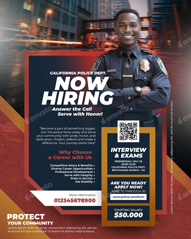 Police Recruitment Flyer and Social Media, Print Templates | GraphicRiver