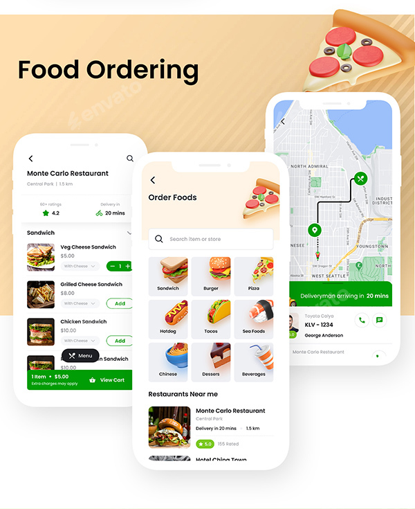 3 Apps | eCommerce Delivery App UI | Cab Booking UI | Parcel Delivery ...