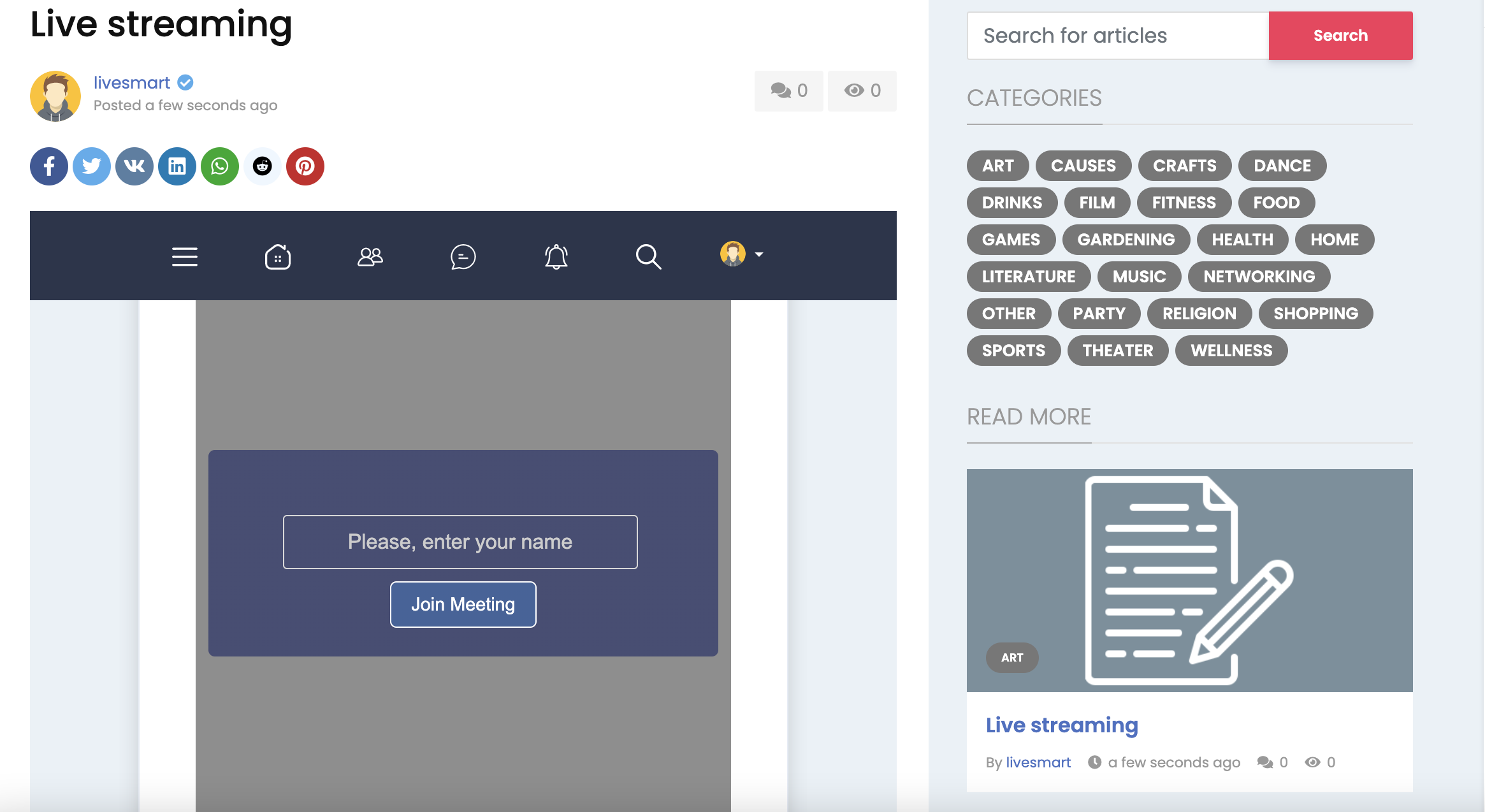 Sngine Video Chat and Streaming Add-on from LiveSmart by nicky75 ...