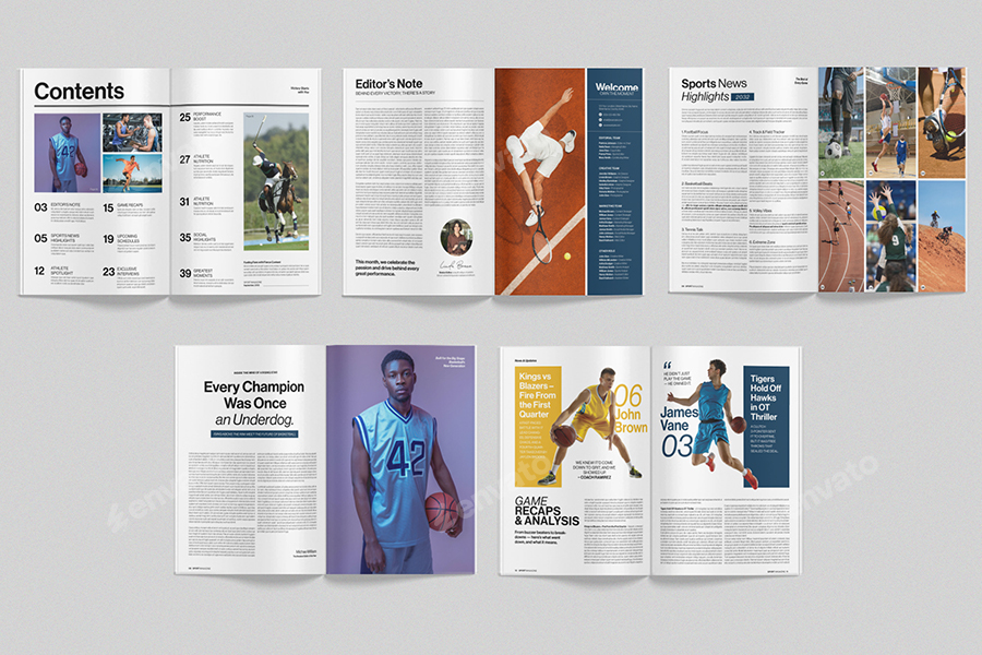 Sport Magazine Template, Print Templates | GraphicRiver