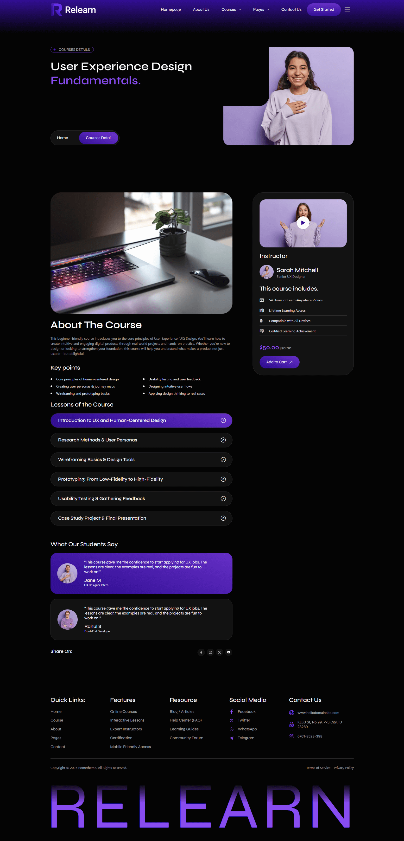 Relearn - Online Courses & E-Learning Elementor Template Kit by Rometheme