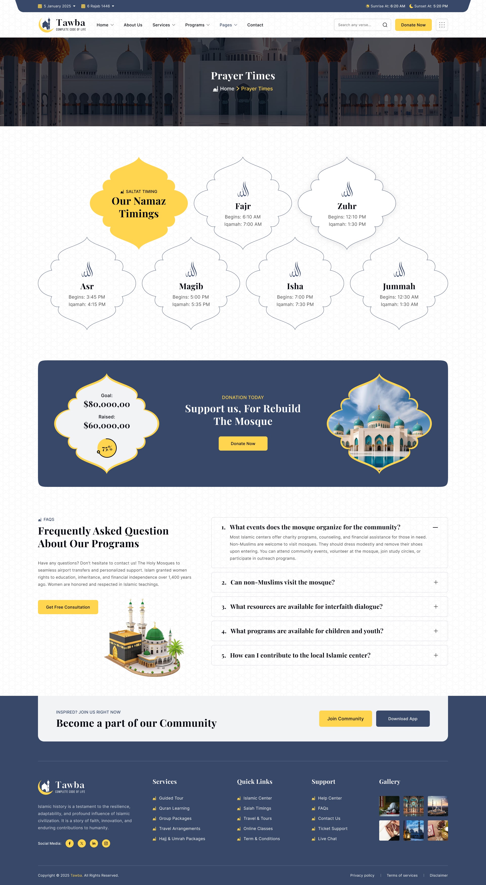 Tawba - Islamic Center Figma Template by themeholy | ThemeForest