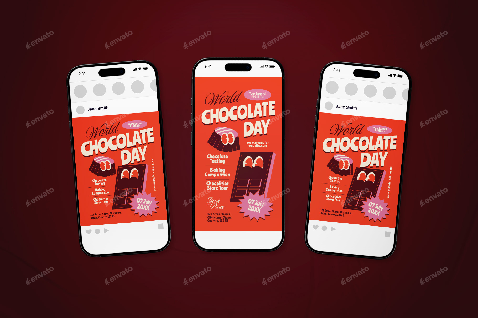 Orange Retro Chocolate Day Flyer Set, Print Templates | GraphicRiver