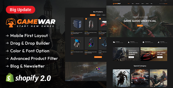GameWar - Digital Game Store Shopify 2.0 Responsive Theme by codezeel