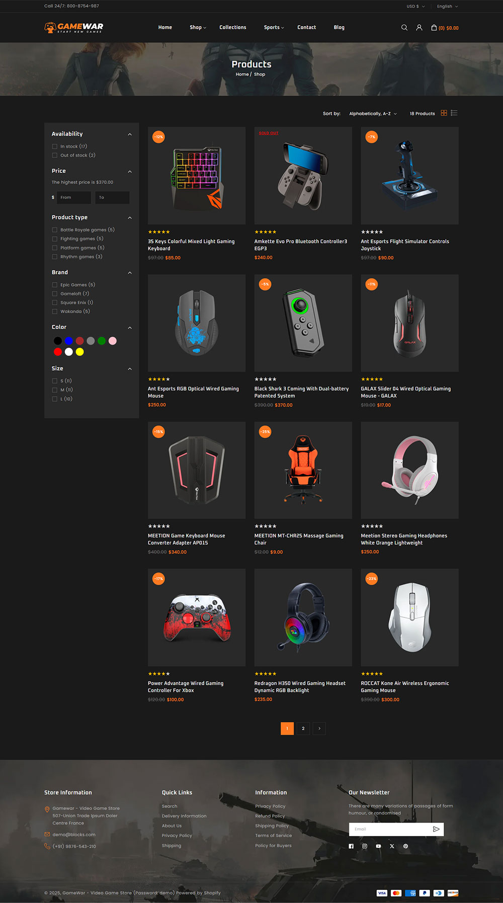 GameWar - Digital Game Store Shopify 2.0 Responsive Theme by codezeel