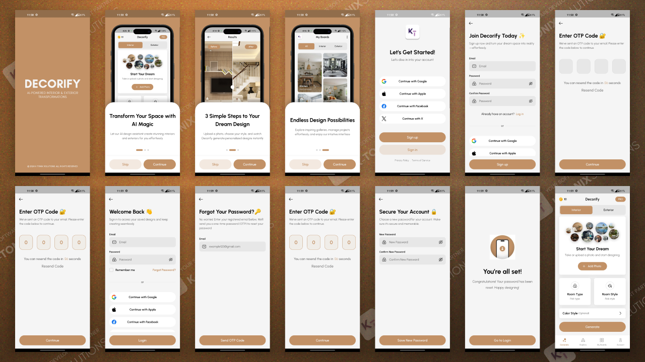 Decorify AI – Interior & Exterior Design Flutter UI Kit | AI Home Decoration App by KTonixSolutions