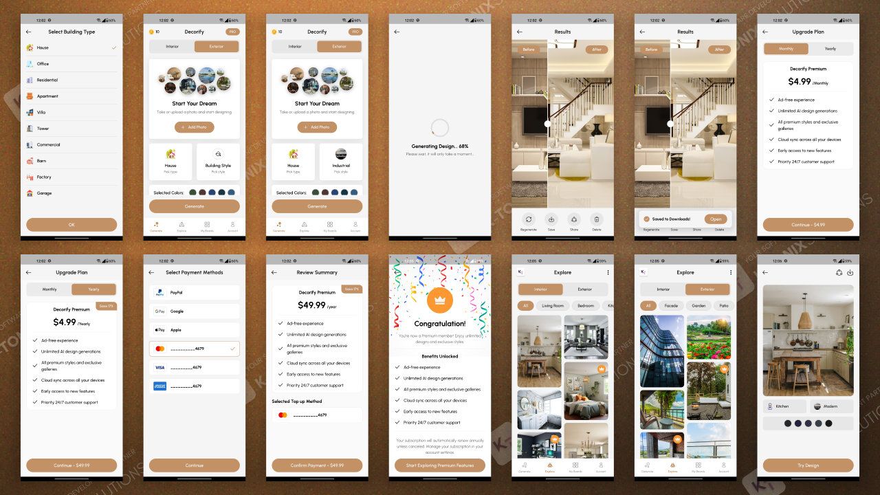 Decorify AI – Interior & Exterior Design Flutter UI Kit | AI Home ...