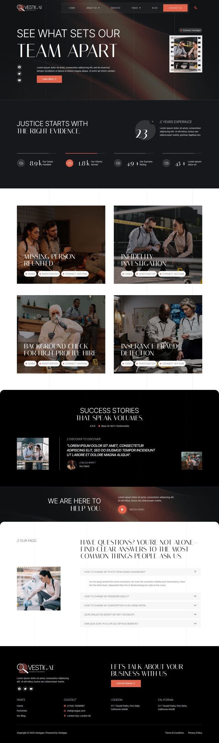 Vestigae - Investigators Private Detective Elementor Template Kit by Kitpro