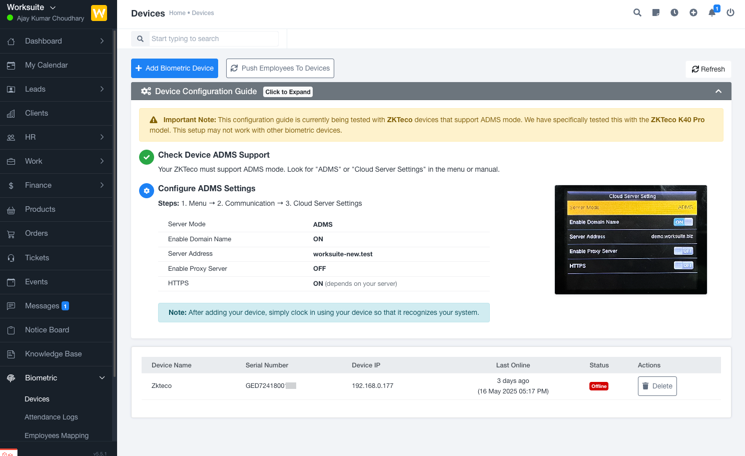 Biometric Module for Worksuite SAAS CRM by ajay138 | CodeCanyon