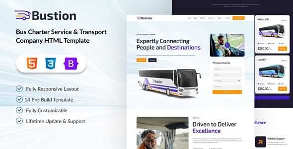 Bustion - Bus Charter Service & Transport Company HTML Template by zaderon