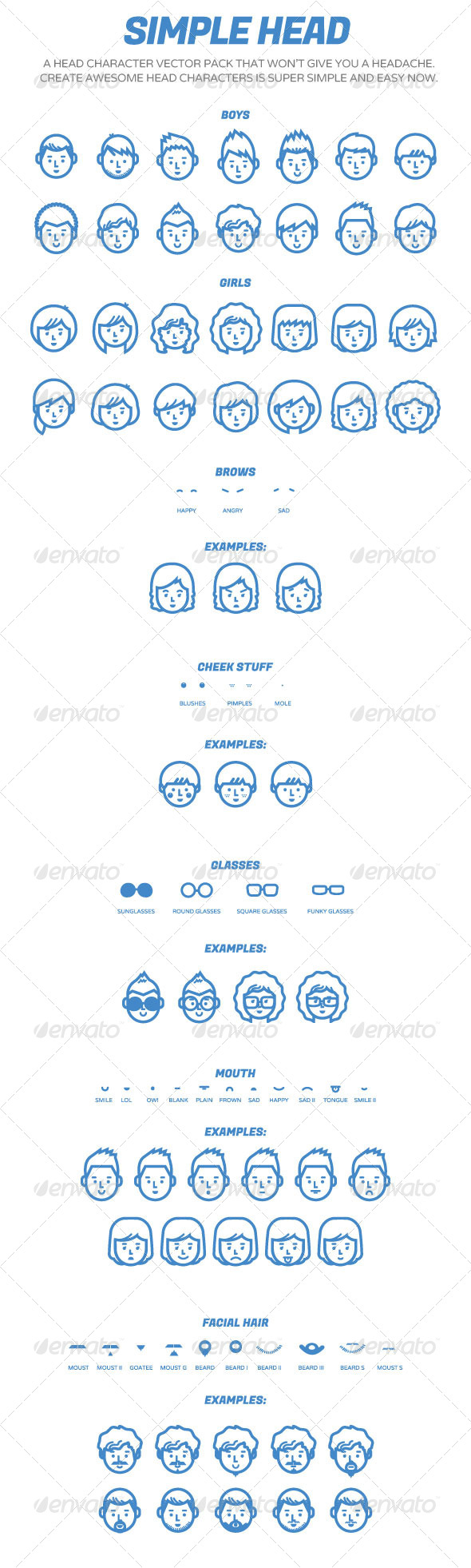 Simple Head - Character Design Vector Pack, Vectors | GraphicRiver