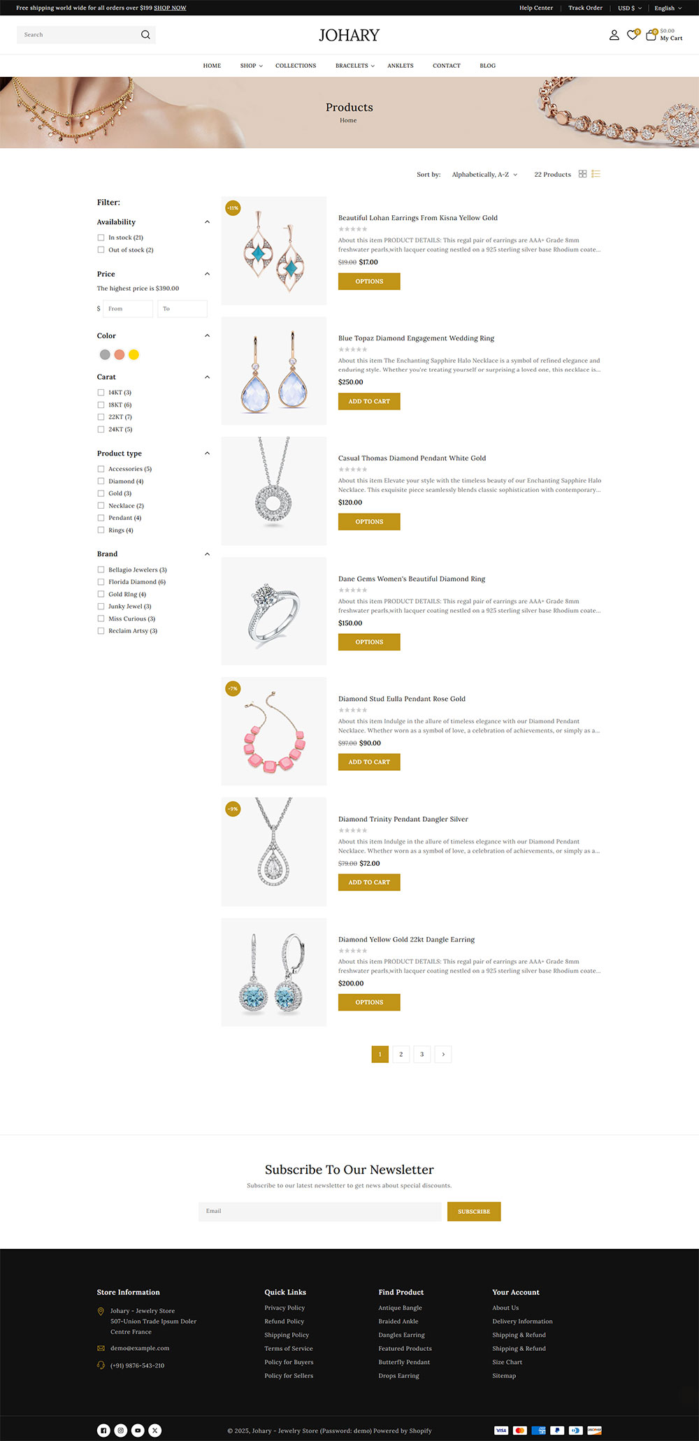 Johary - Handmade Jewelry Store Shopify 2.0 Responsive Theme by codezeel