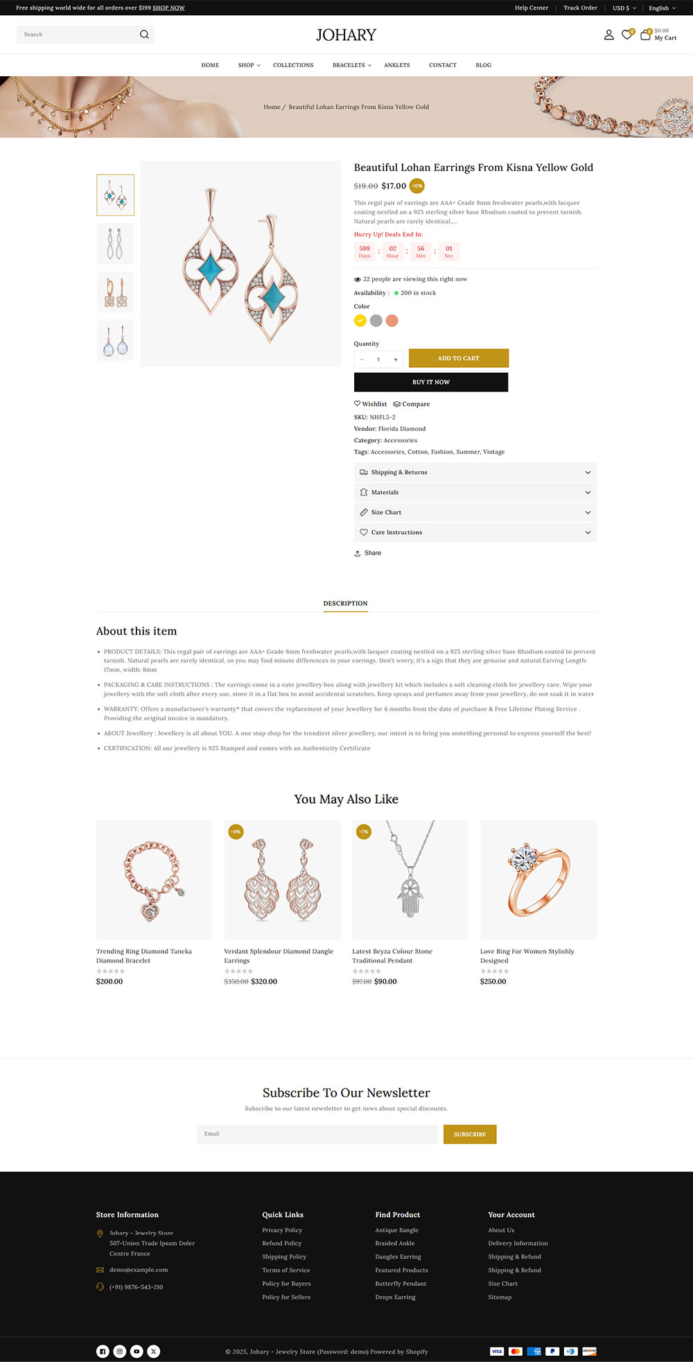Johary - Handmade Jewelry Store Shopify 2.0 Responsive Theme by codezeel