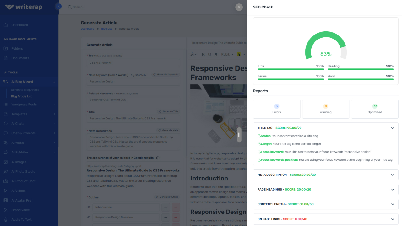 Writerap - AI Content Generator with SEO Optimizer SaaS Application by ...