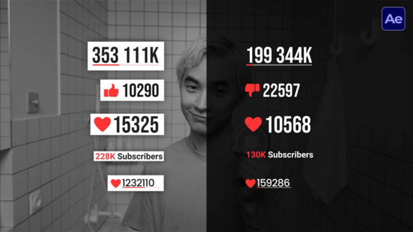 Social Media Counter \ AE, After Effects Project Files | VideoHive